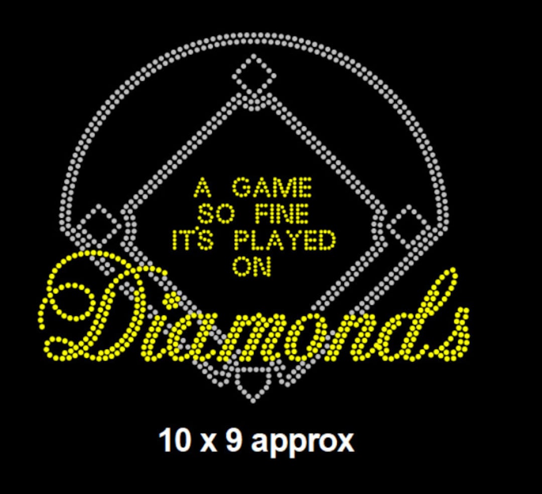 Baseball Diamond Iron on Decal, Baseball Bling Iron On, Baseball Patch ...