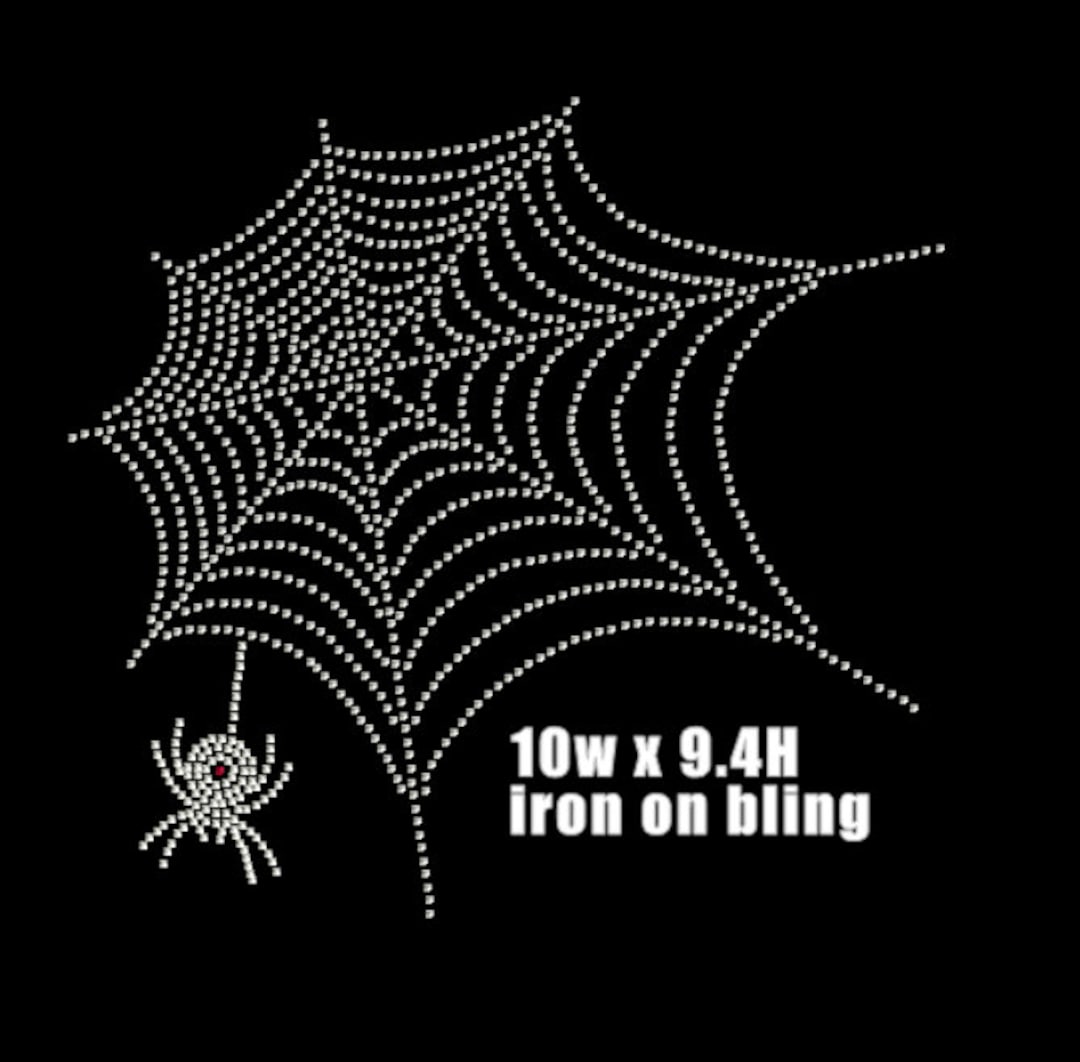 Spider Web Bling, Spider Web Rhinestone Iron On, Spider Web Bedazzled ...