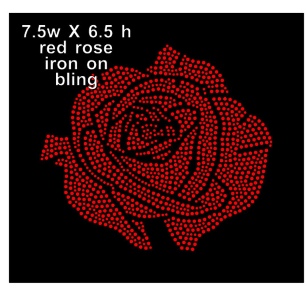 Iron on Rose, Rose Rhinestone Iron On, Bling Iron On, Red Rose Decal ...