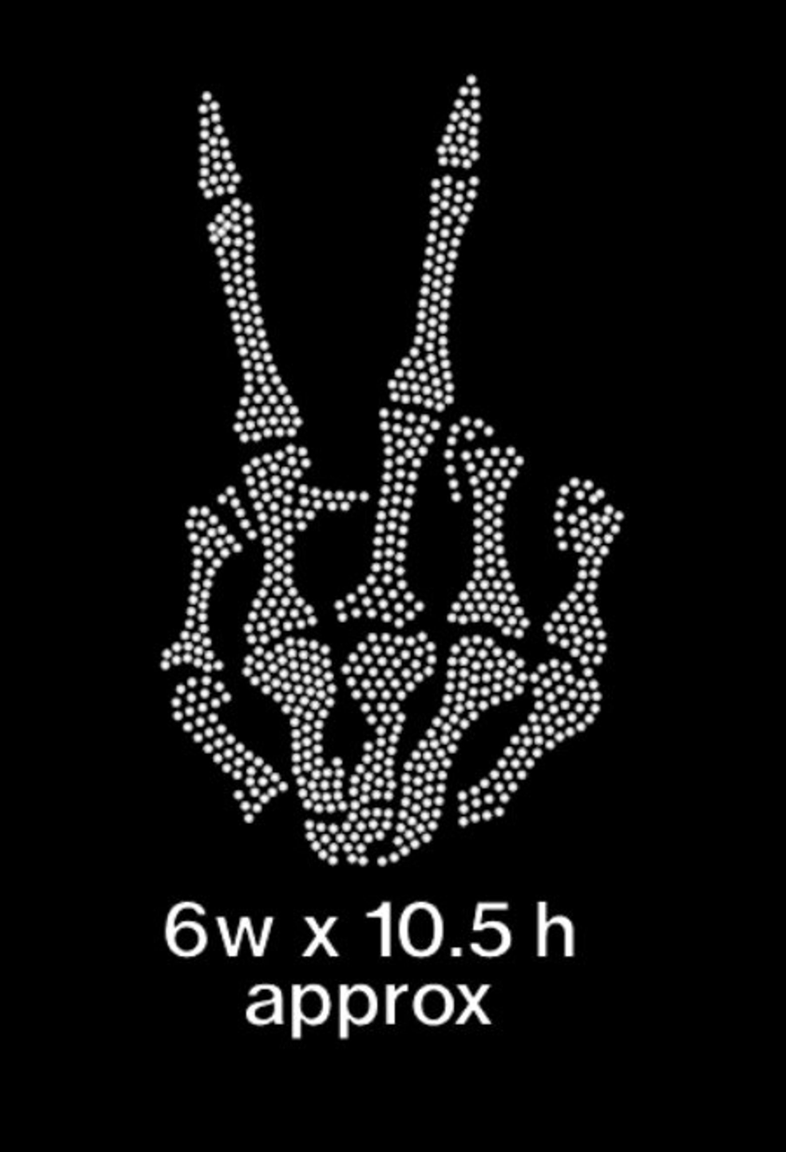 Peace Rhinestone Skeleton Hands DIY Iron On, Skull Hands, Skeleton ...
