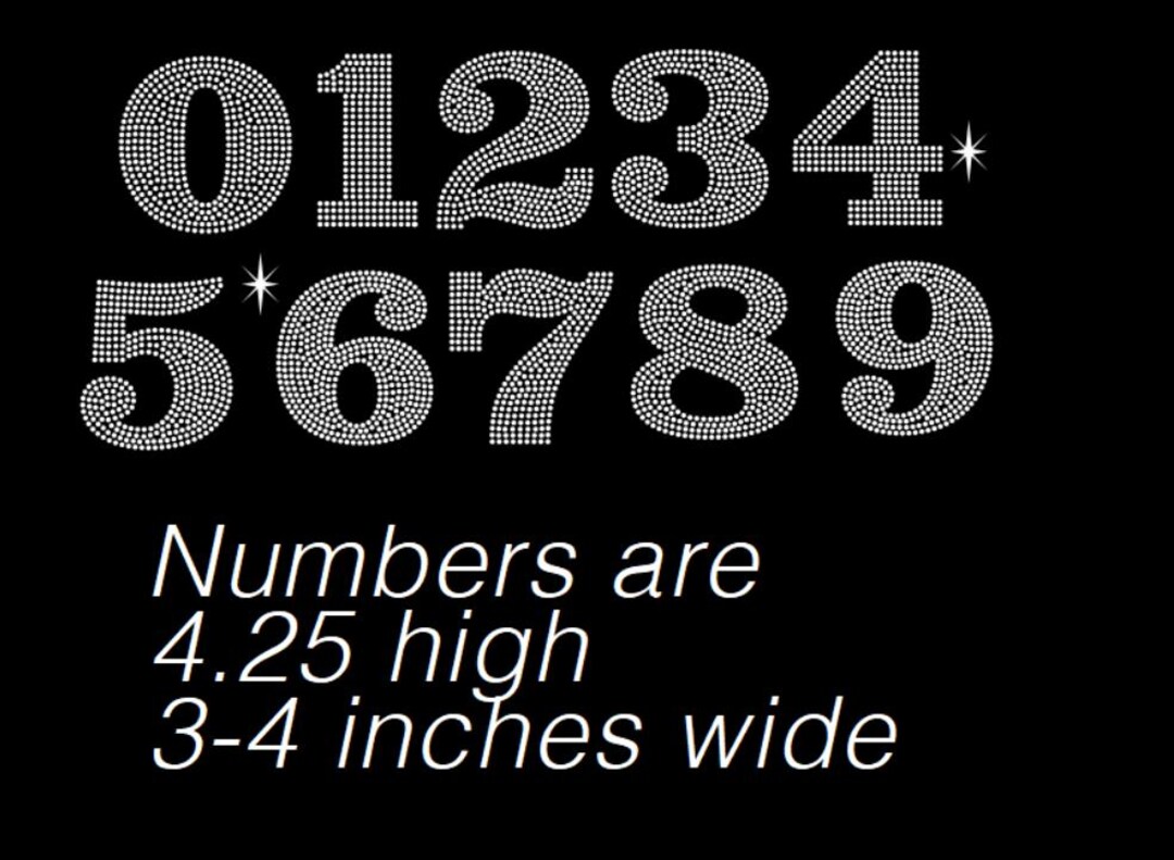 4 Inch Rhinestone Numbers, Iron on Hotfix Transfer, Bling Iron on ...