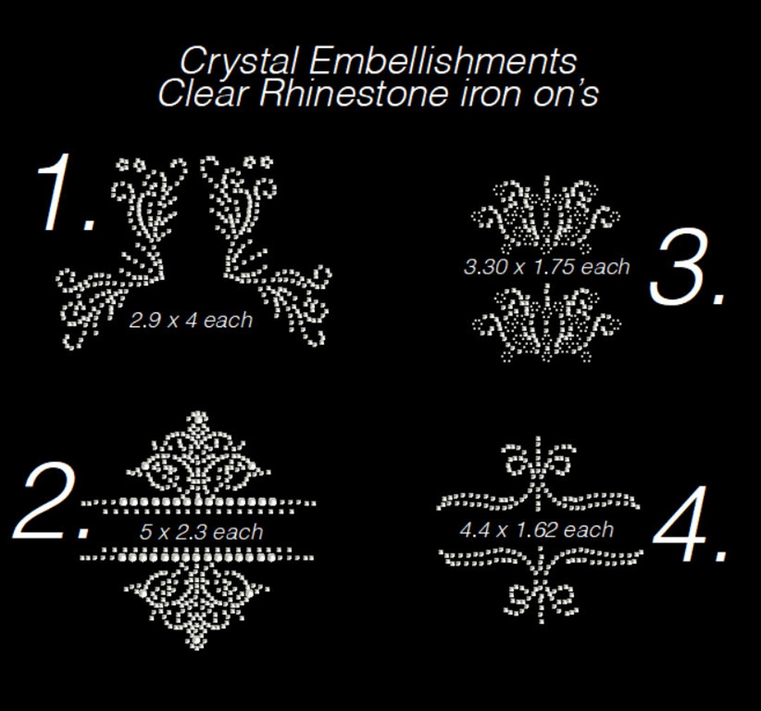 Flourish Embellishment Trims, Rhinestone Iron on Hotfix, Bling Swirl ...