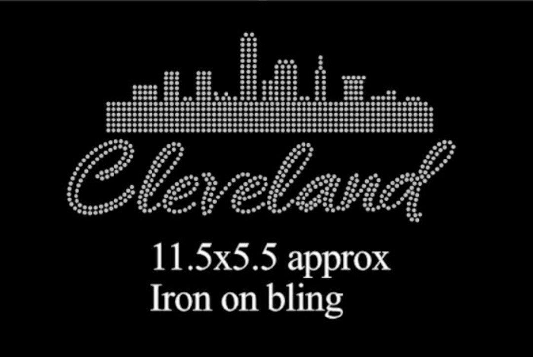 Cleveland Skyline Iron on Decal, Rhinestone Iron On. Cleveland Iron on ...