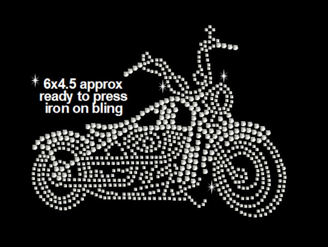 Motorcycle Rhinestone Iron On, Bike Bling, Born to Ride Iron on Bling ...