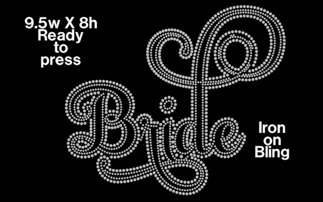 Iron on Bride Rhinestone Transfer, Bride Bling, Bride Patch, Bride ...