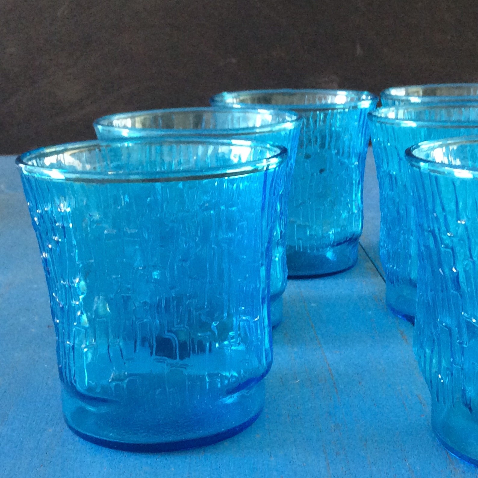 Vintage Anchor Hocking Drinking Glasses Midcentury Turquoise Etsy
