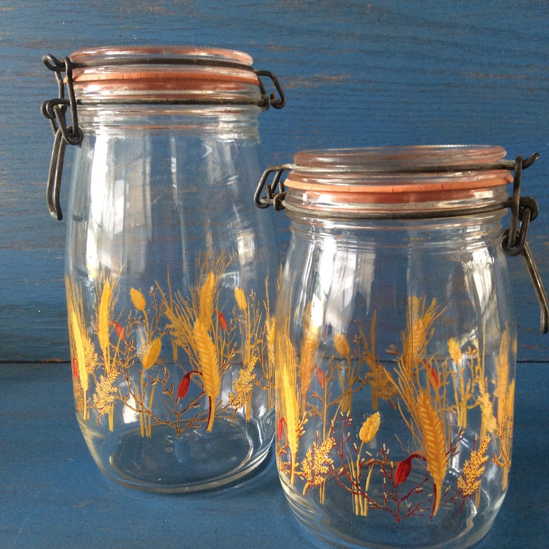 Canister Set. Vintage Glass Canister, Harvest Glass Canister Set ...
