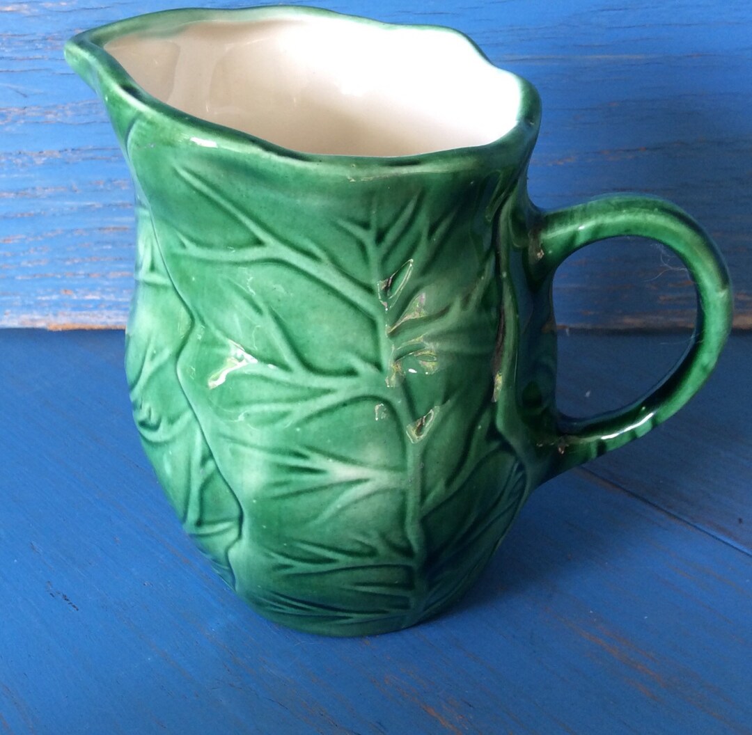 Ceramic Green Pitcher, Vintage Ceramic Pitcher, Small Pitcher ...