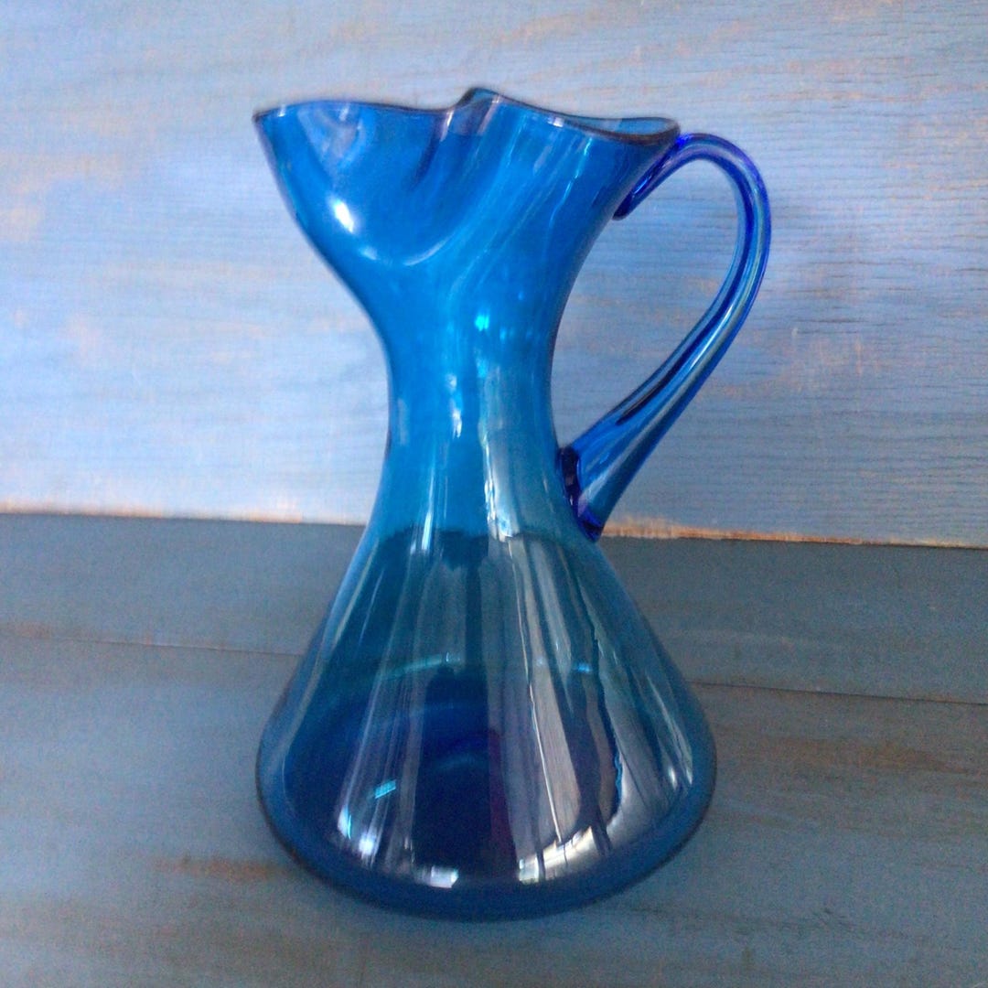 Blenko . Vintage , Large Royal Blue Glass Pitcher . - Etsy