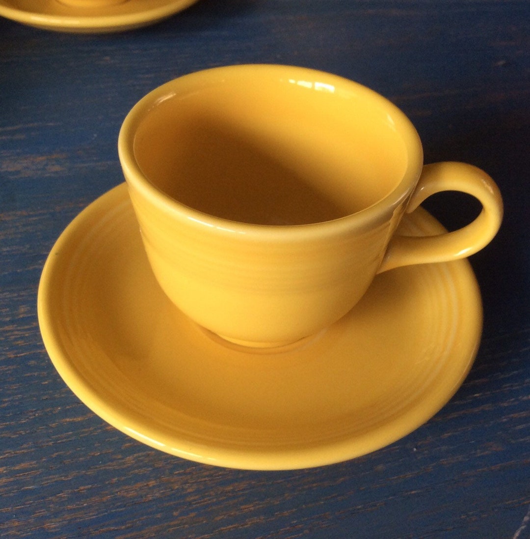 Fiesta Ware Tea Cup Set Yellow Fiesta Ware Set . - Etsy