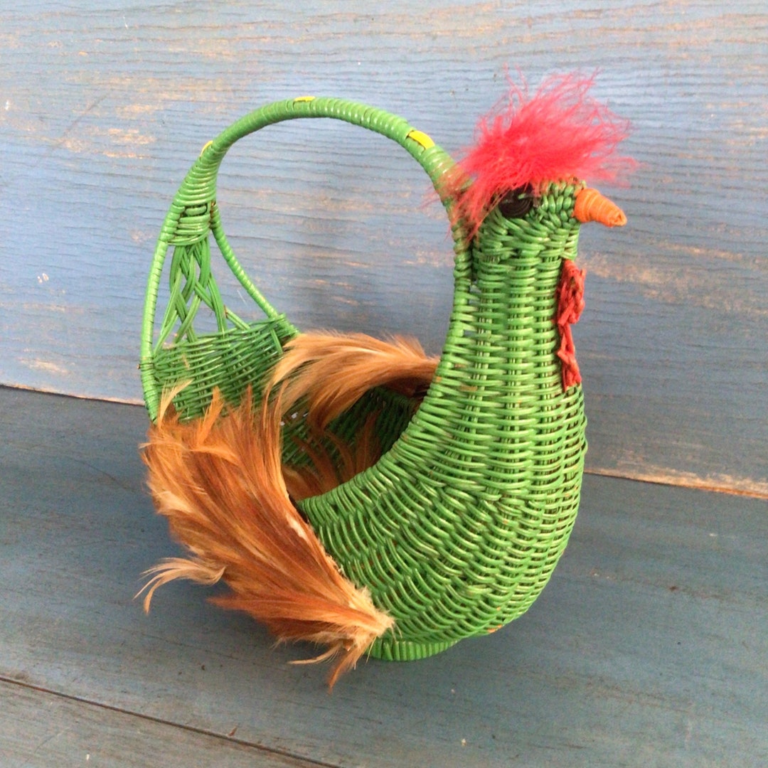 Wicker Chicken Basket, Colorful Kitchen Decor (10" H X 10" W) - Etsy