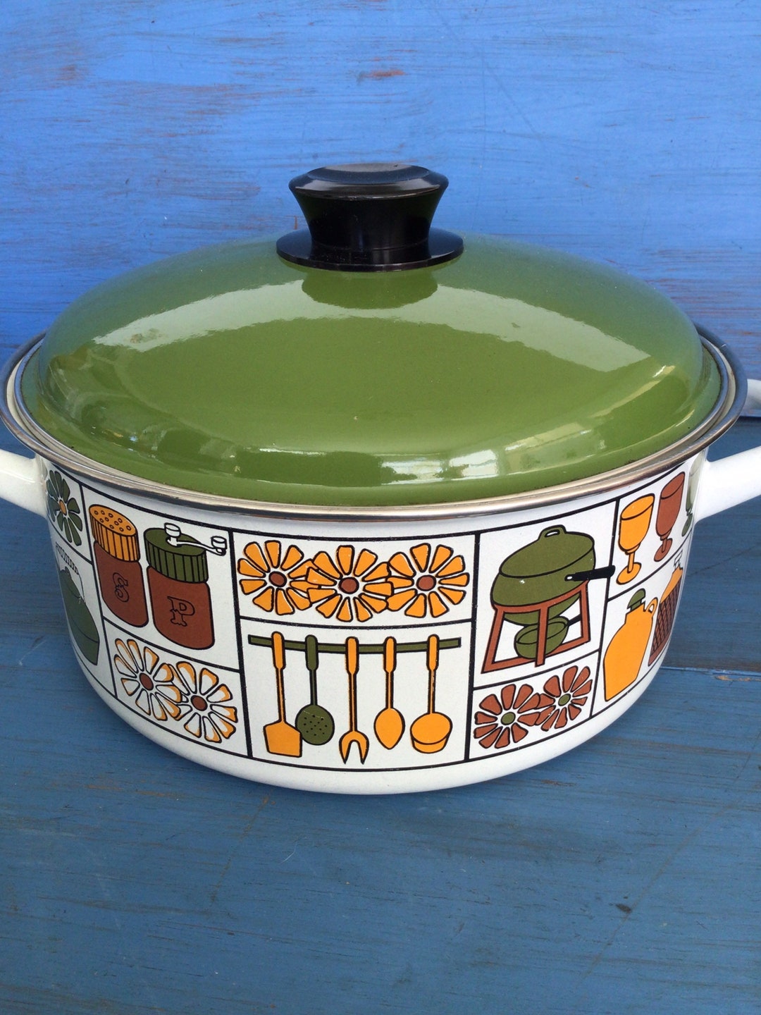Vintage Enamel Large Pot. Midcentury Enamel Ware. Cooking - Etsy