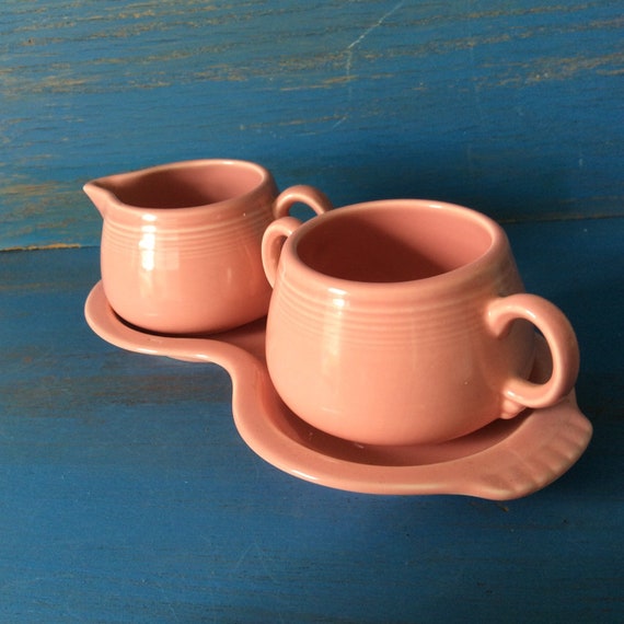 Fiestaware sugar bowl and cream pitcher Fiesta ware set. Fiesta Rose ...