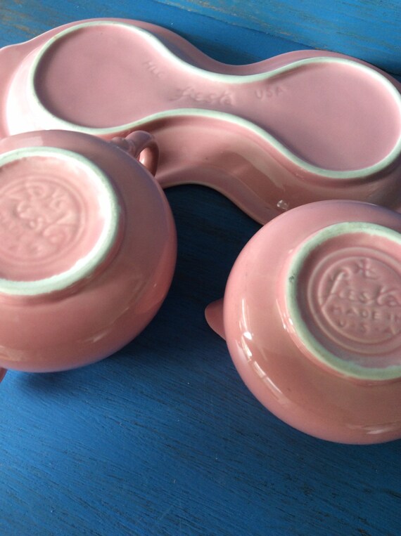 Fiestaware sugar bowl and cream pitcher Fiesta ware set. Fiesta Rose ...