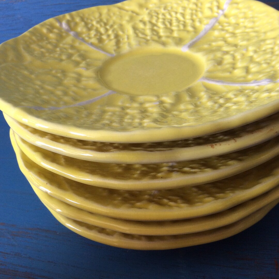 Dishes . Portugal Yellow Dishes, Yellow Cabbage Saucer Plates, Yellow ...