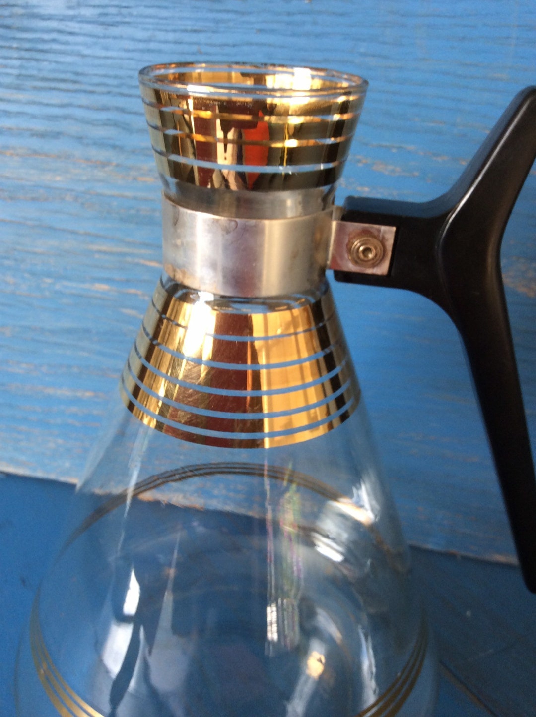 Carafe. Vintage Finland Gold Stripes Carafe, M.C. Era Glass Carafe ...