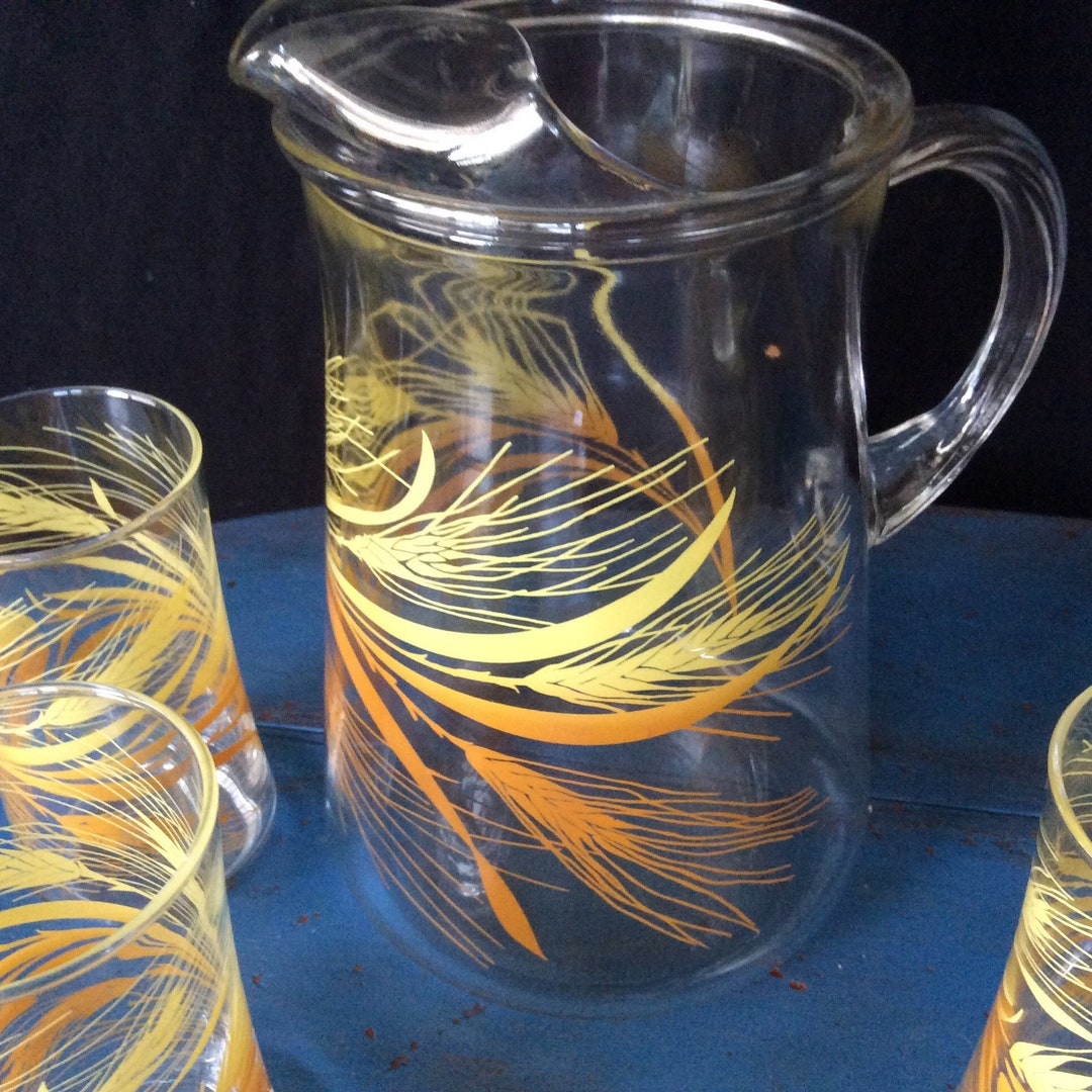 Pitcher. Vintage Pitcher Libbey Golden Wheat Drinking Glasses - Etsy