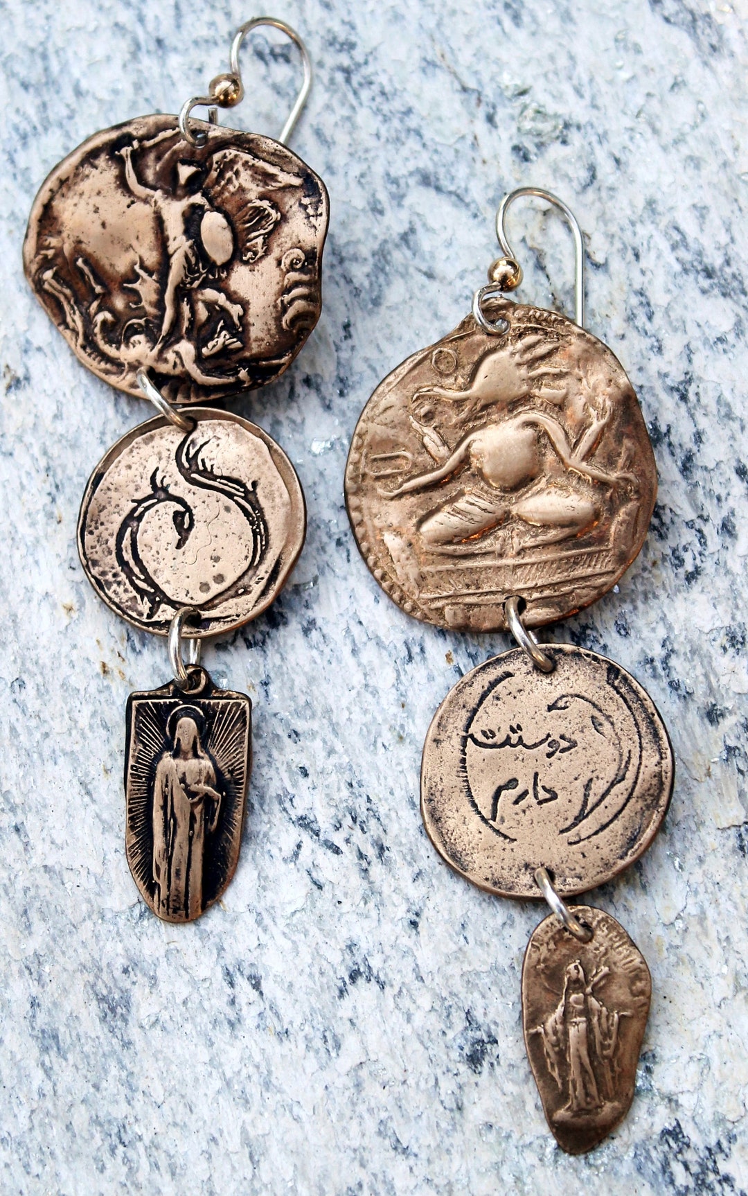 Three Coin Earrings - Etsy