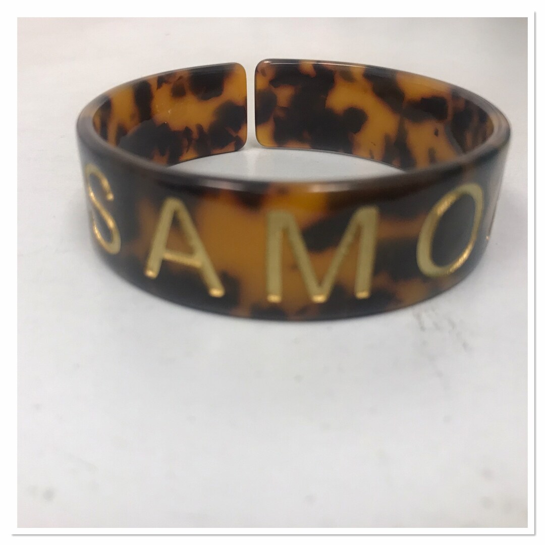 TS Acrylic Faux Tortoise Shell Design Polynesian Bangle Cuff Samoa ...