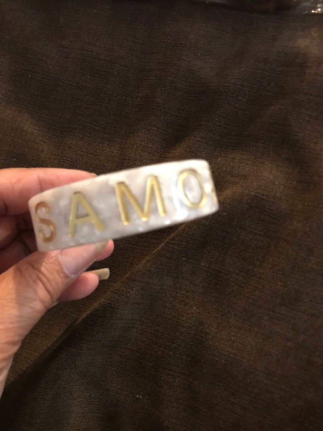 White TS Acrylic Faux Tortoise Shell Design Polynesian Bangle Cuff ...