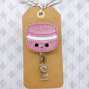Pink Macaron Badge Reel Macraron Badge Holder Cookie Badge - Etsy