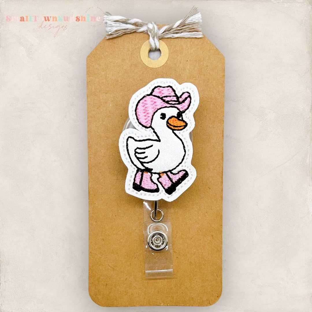 Pink Western Goose Badge Reel, Cute Bird Badge Reel, Nurse Badge Clip ...
