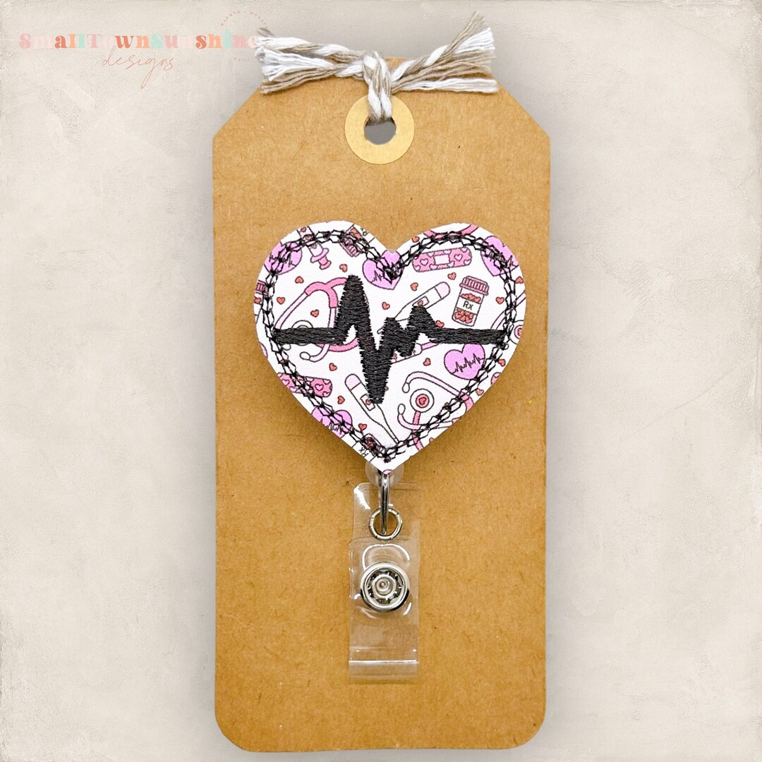 Pink EKG Badge Reel, Cardiology Nurse Badge Reel, Medical Supplies ...