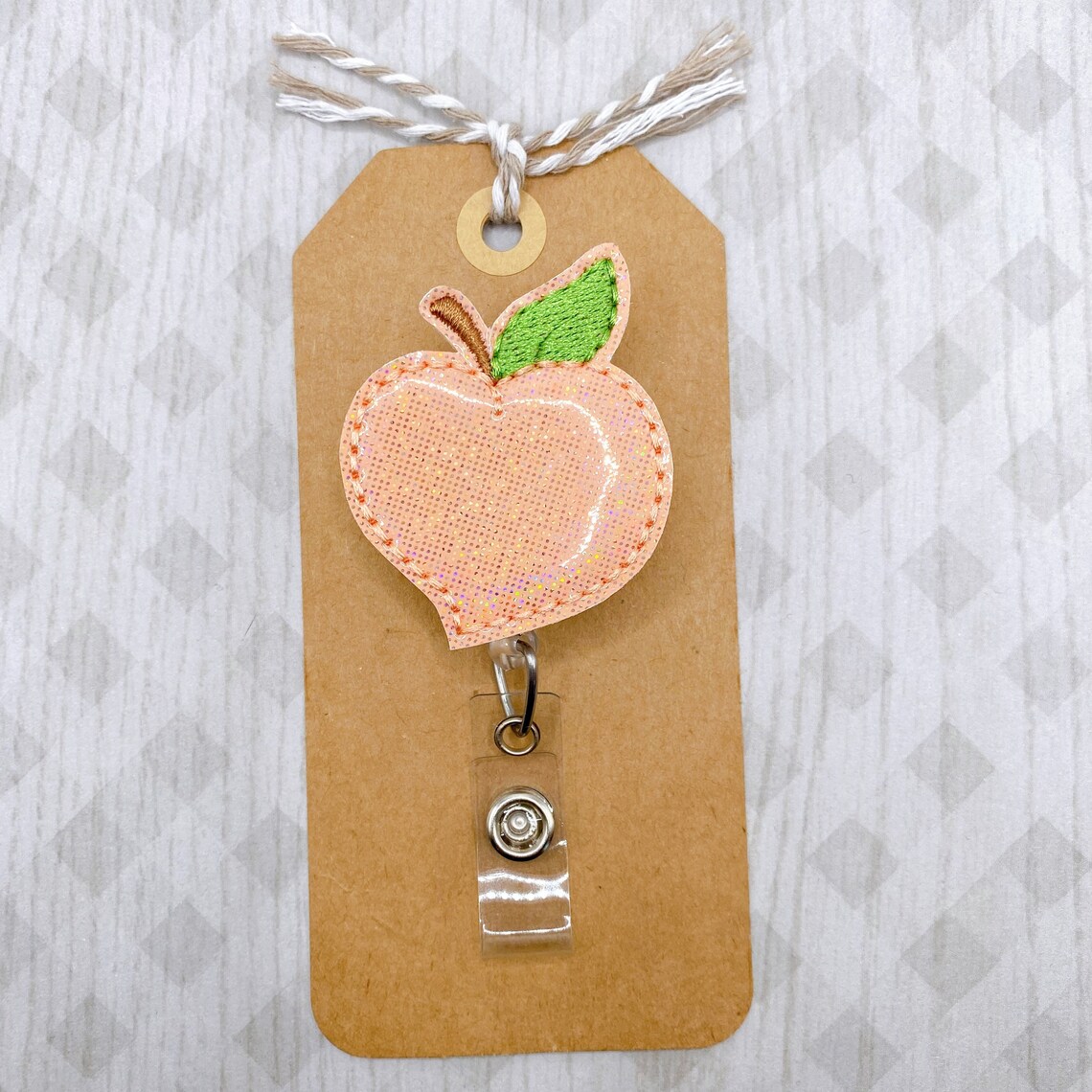 Peach Badge Reel Fruit Badge Reel Peach ID Holder Summer | Etsy