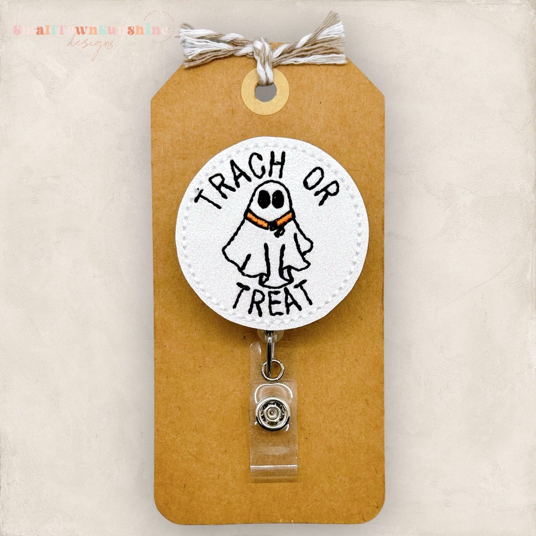 Trach or Treat Badge Reel, Tracheostomy Badge Reel, Halloween Badge ...