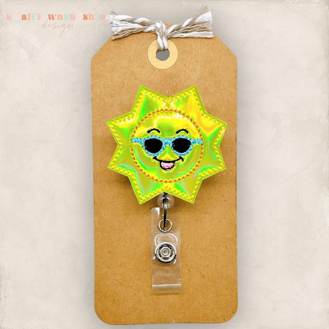 Sun With Shades Badge Reel, Summer Badge Reel, Nurse Badge Clip ...