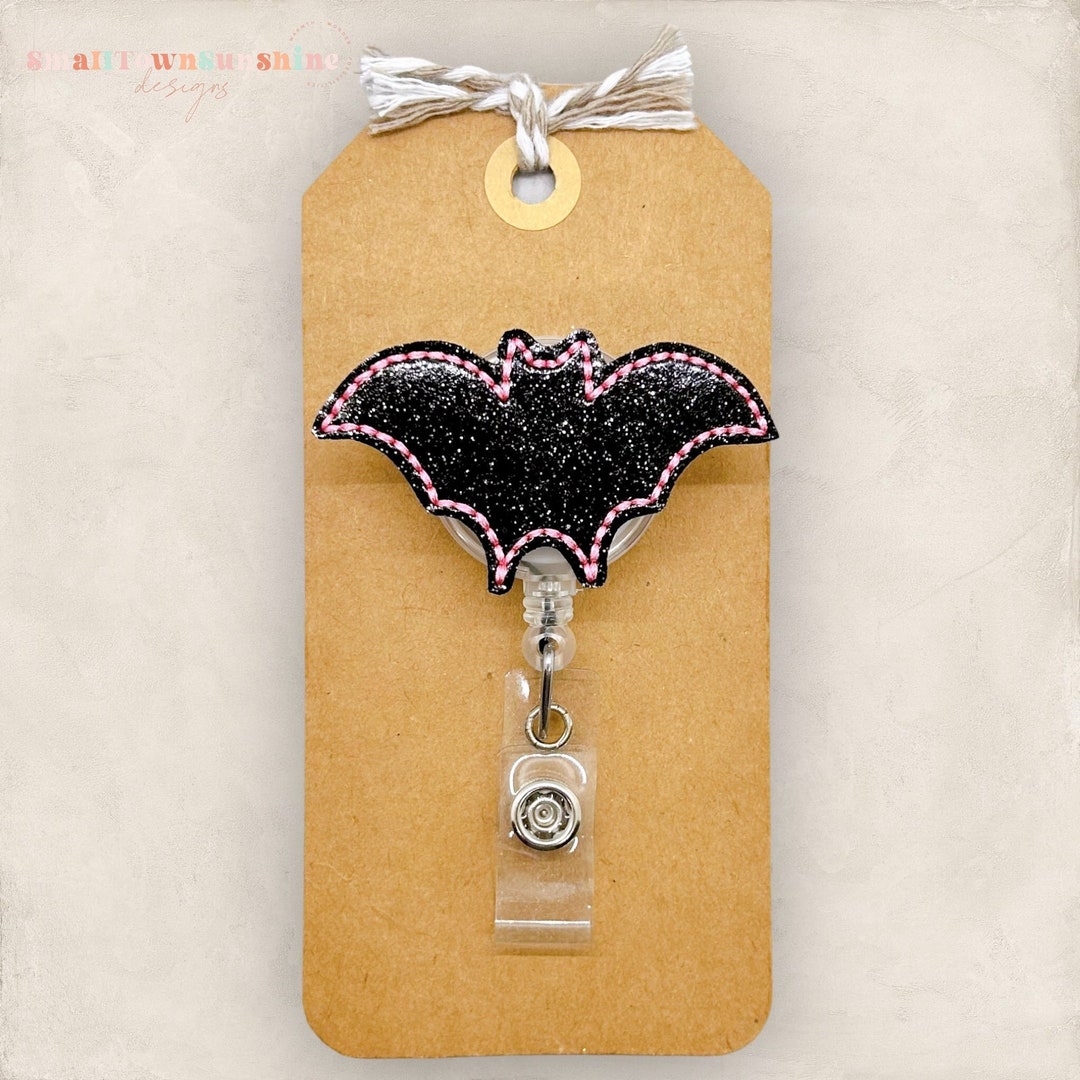 Black & Pink Bat Badge Reel, Halloween Badge Reel, Nurse Badge Clip ...