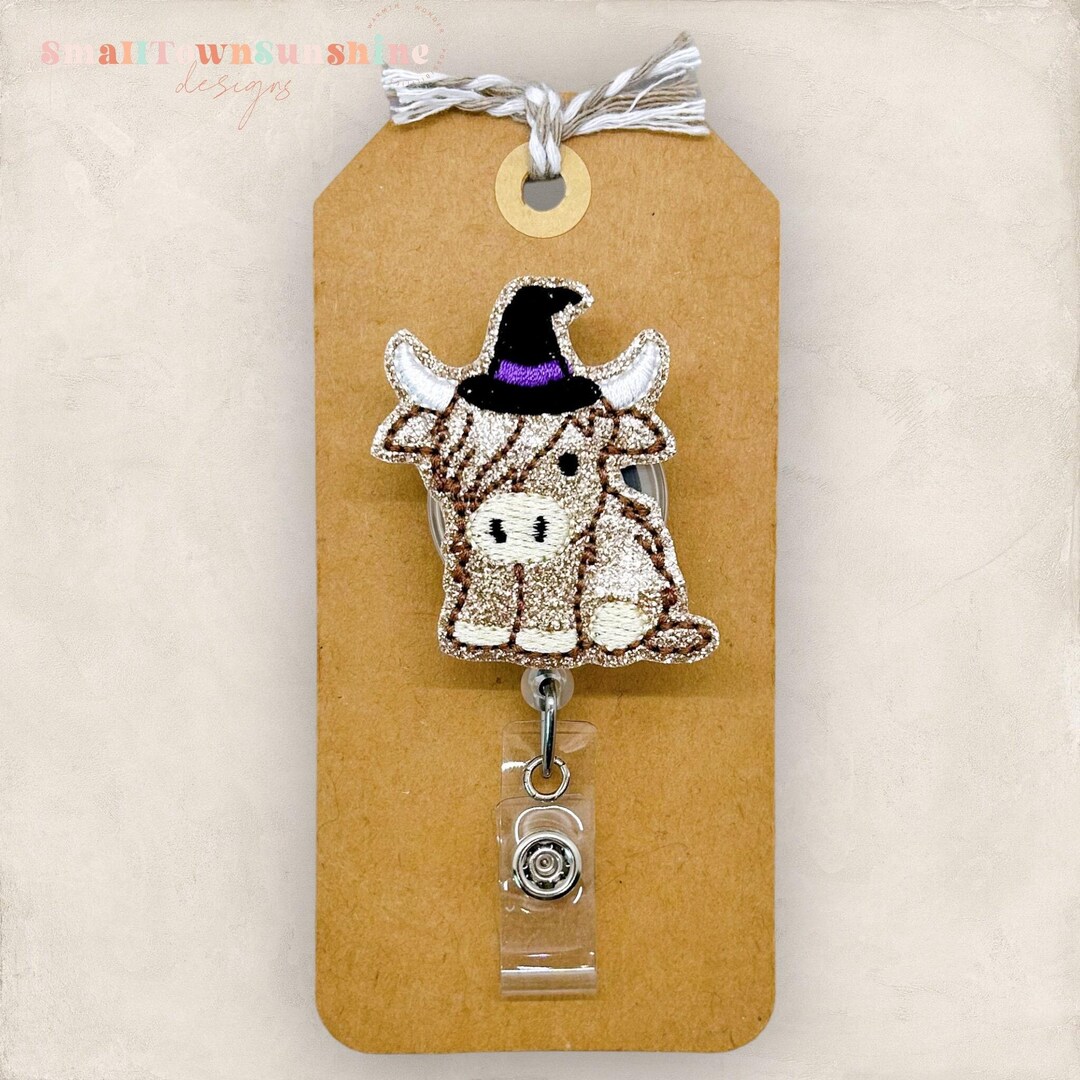 Halloween Highland Cow Badge Reel, Animal Badge Reel, Nurse Badge Reel ...