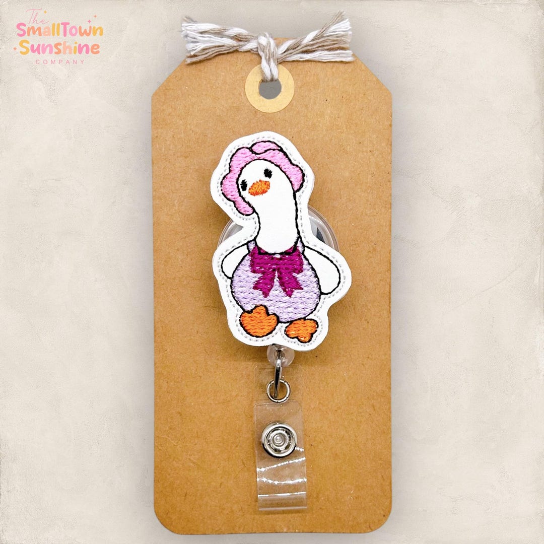 Goose With Bow Badge Reel, Porch Goose Badge Reel, Nurse Badge Clip ...