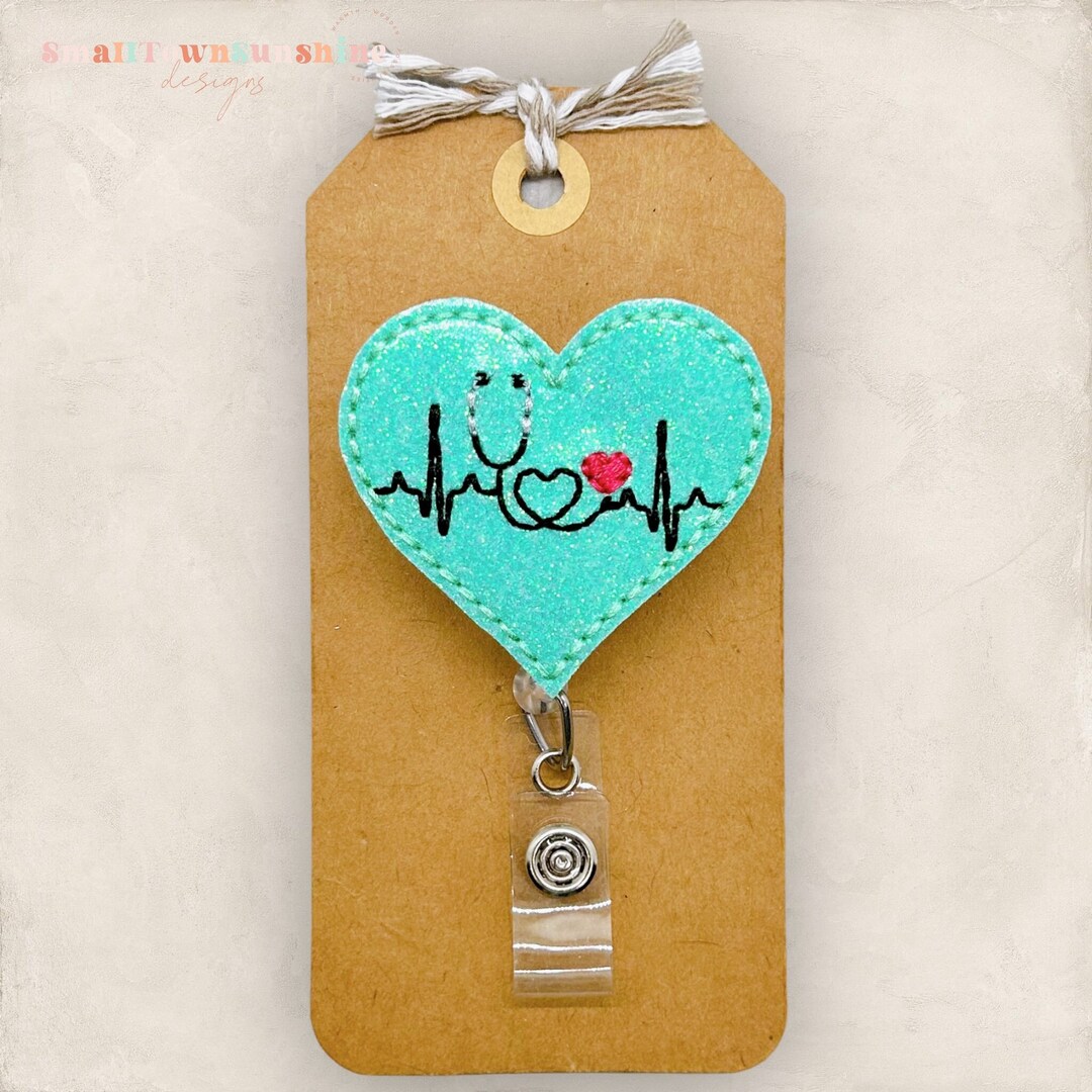EKG Stethoscope Heart Badge Reel, EKG Technician Badge Reel, Nurse ...