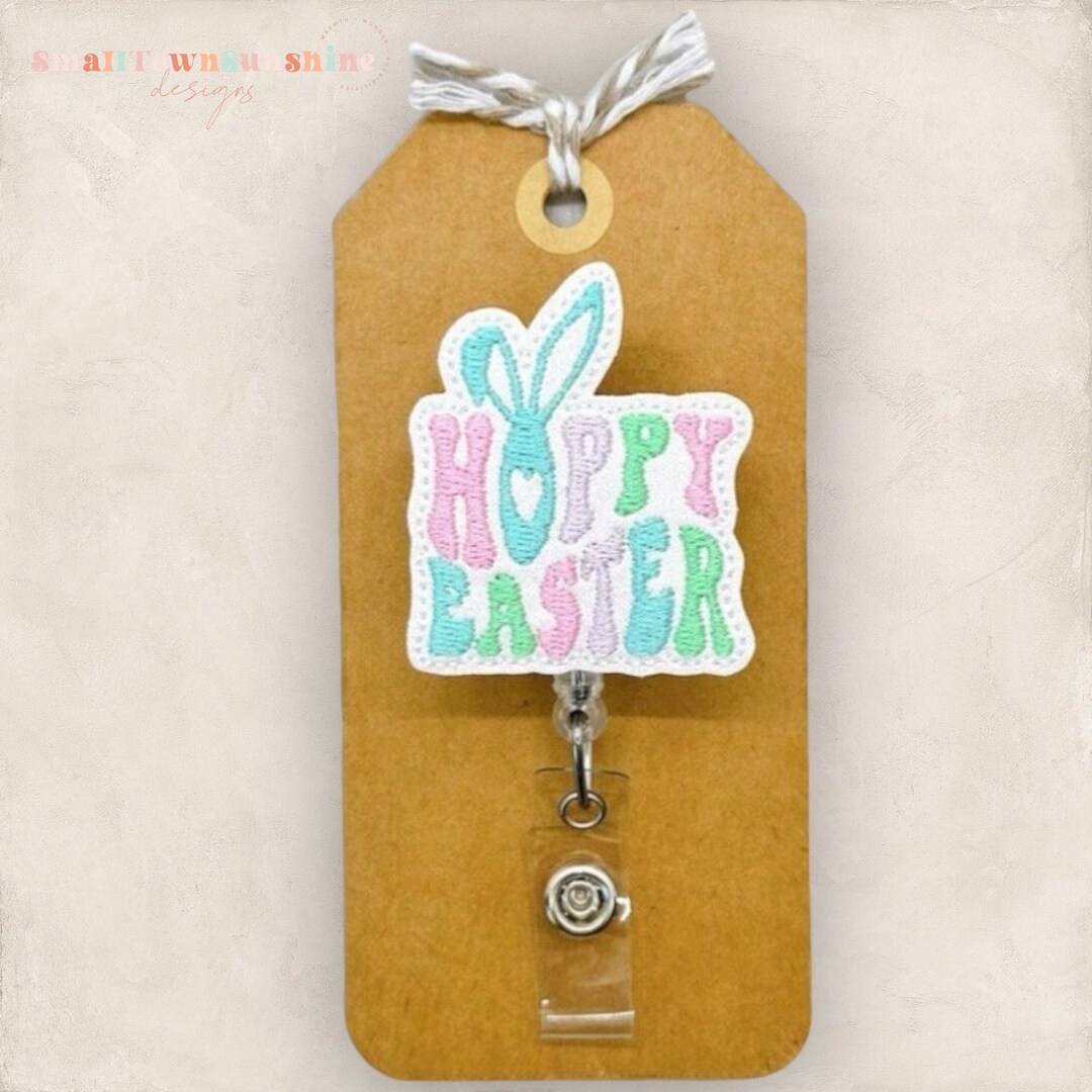 Hoppy Easter Badge Reel, Bunny Ears Badge Reel, Easter Badge Holder ...