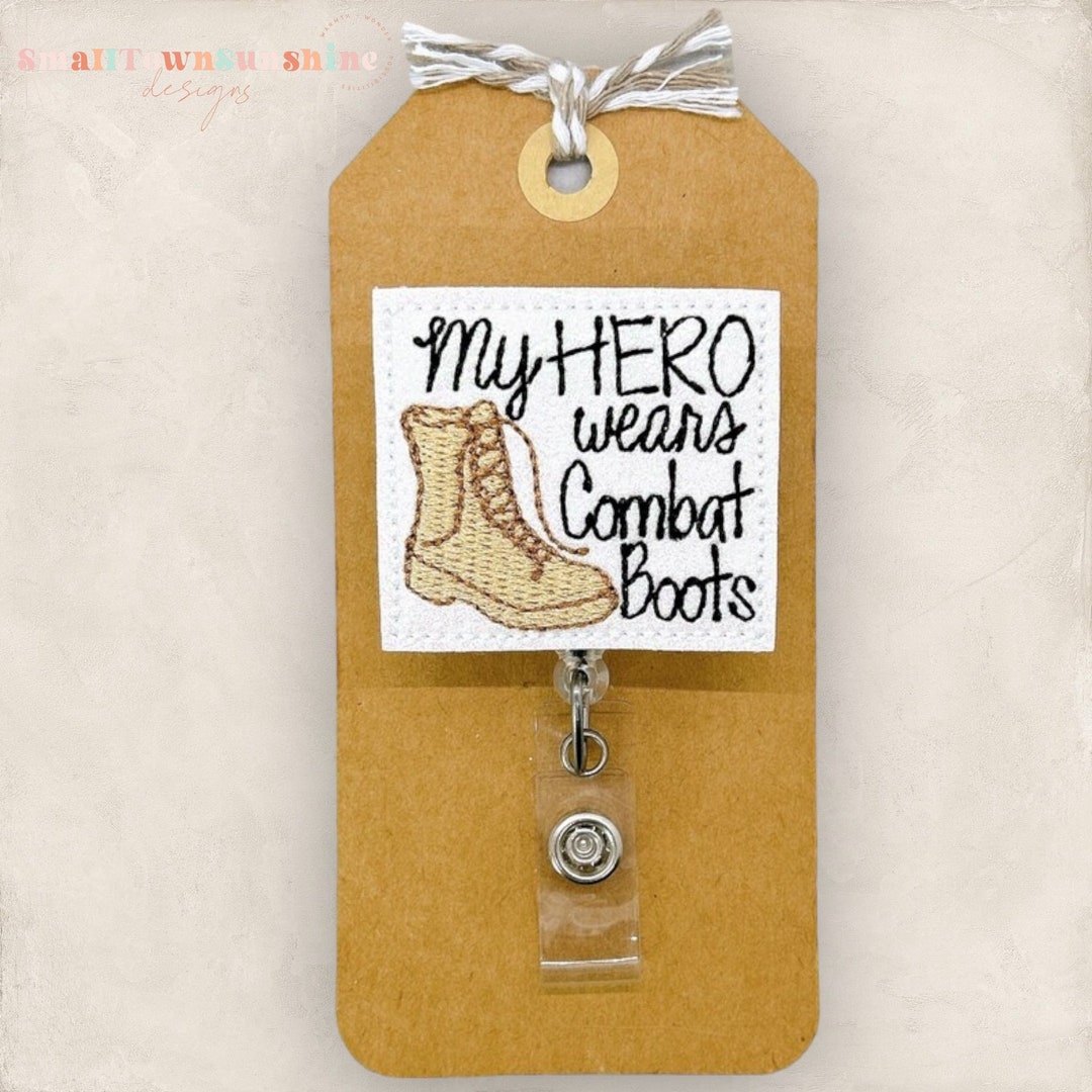 My Hero Wears Combat Boots Badge Reel, Military Wife Badge Reel ...