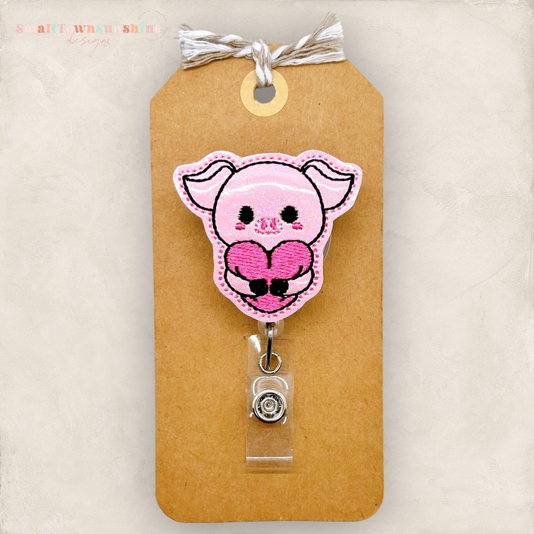 Pig Pocket Hug Badge Reel, Cute Animal Badge Reel, Nurse Badge Clip ...
