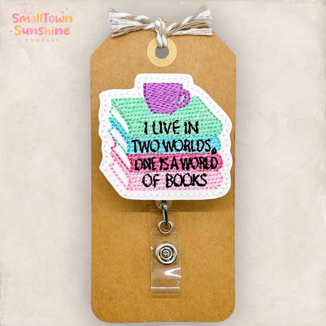 I Live in Two Worlds Badge Reel, Bookish Badge Reel, Nurse Badge Clip ...