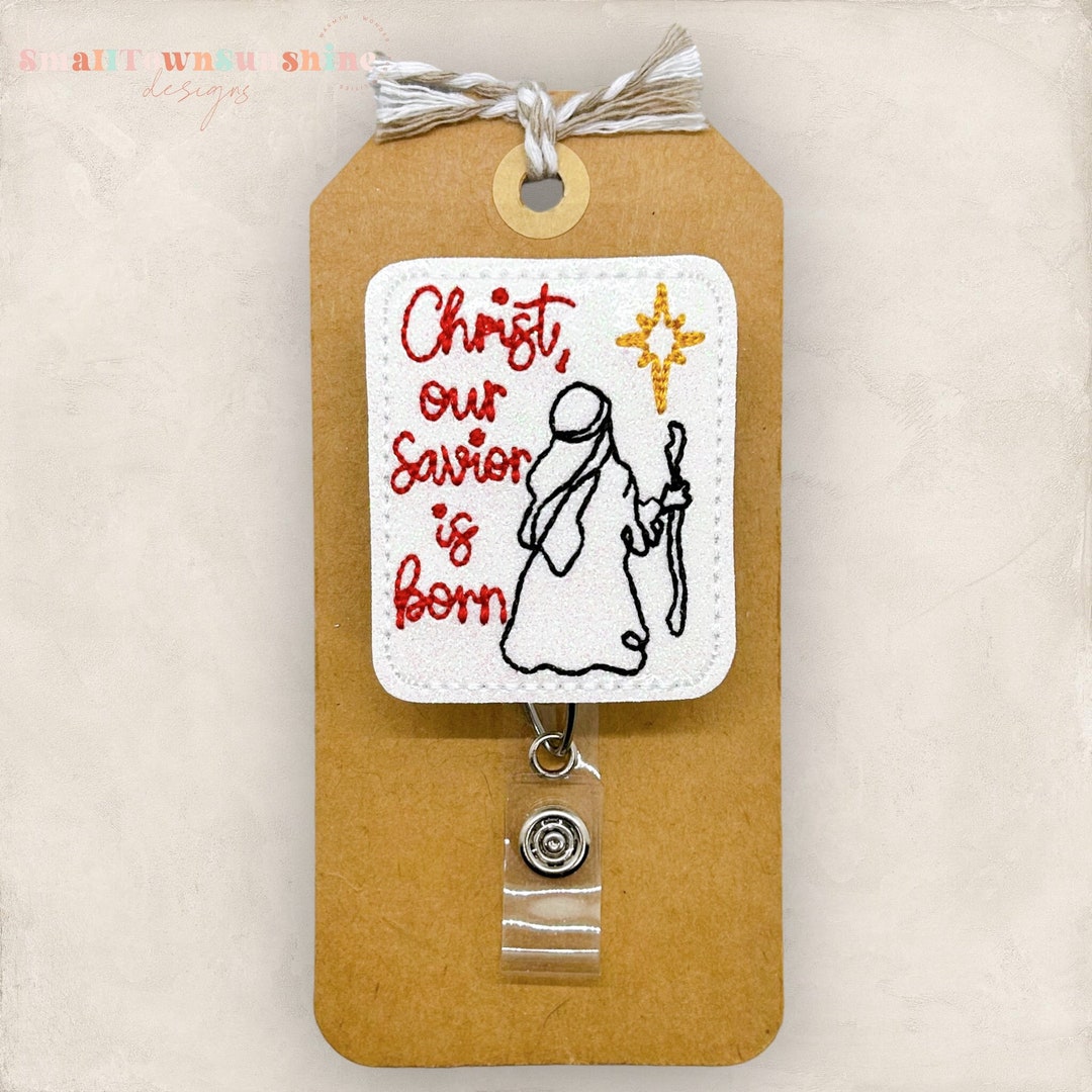 Christ Our Savior is Born Badge Reel, Baby Jesus Badge Reel, Christmas ...