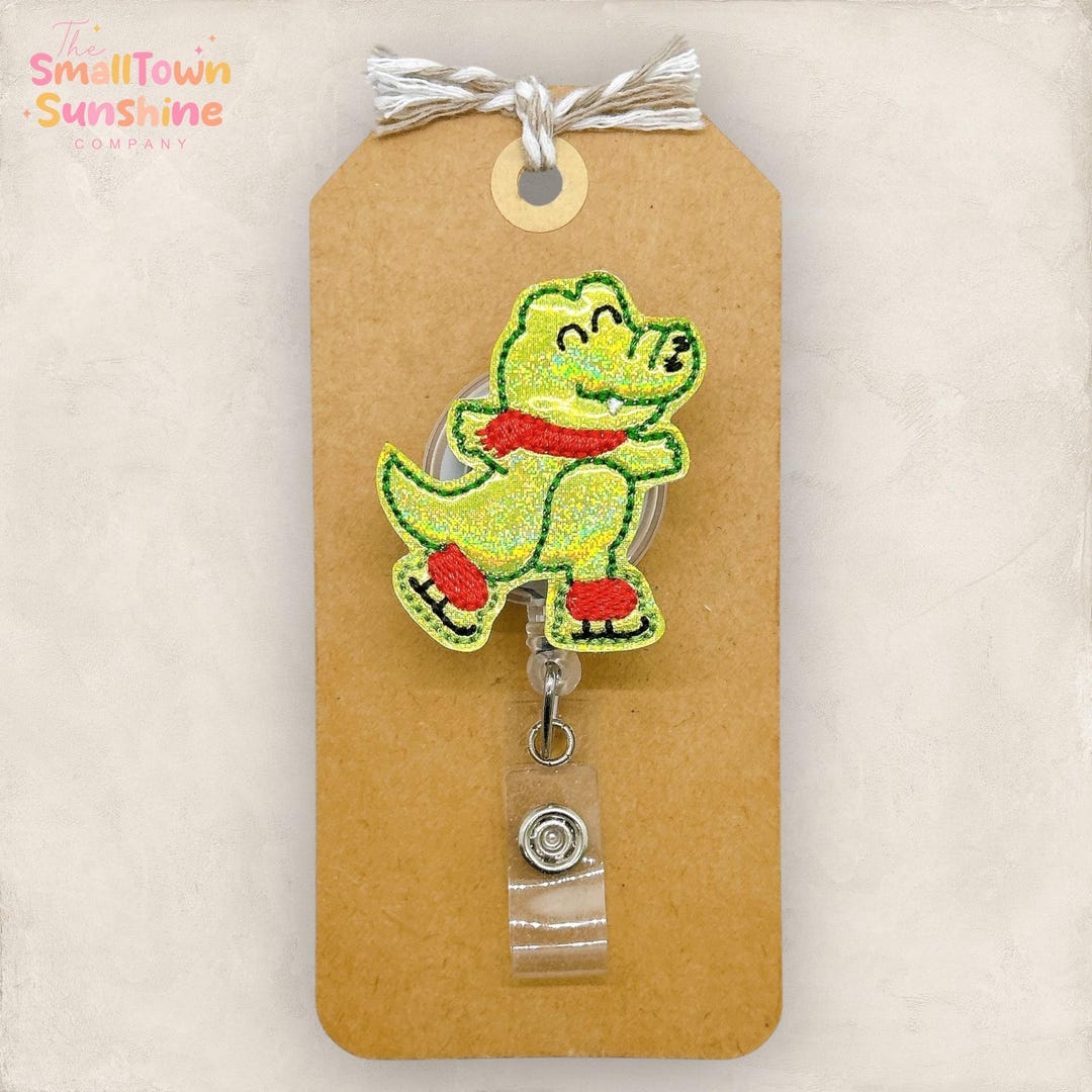 Skating Gator Badge Reel, Winter Badge Reel, Nurse Badge Clip, Teacher ...