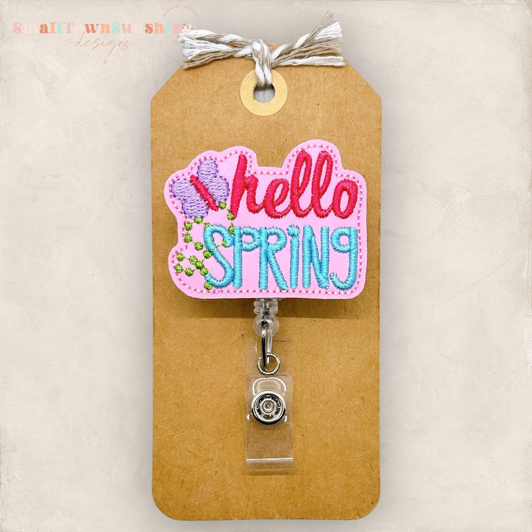 Hello Spring Badge Reel, Butterfly Badge, Springtime Badge Reel, Nurse ...