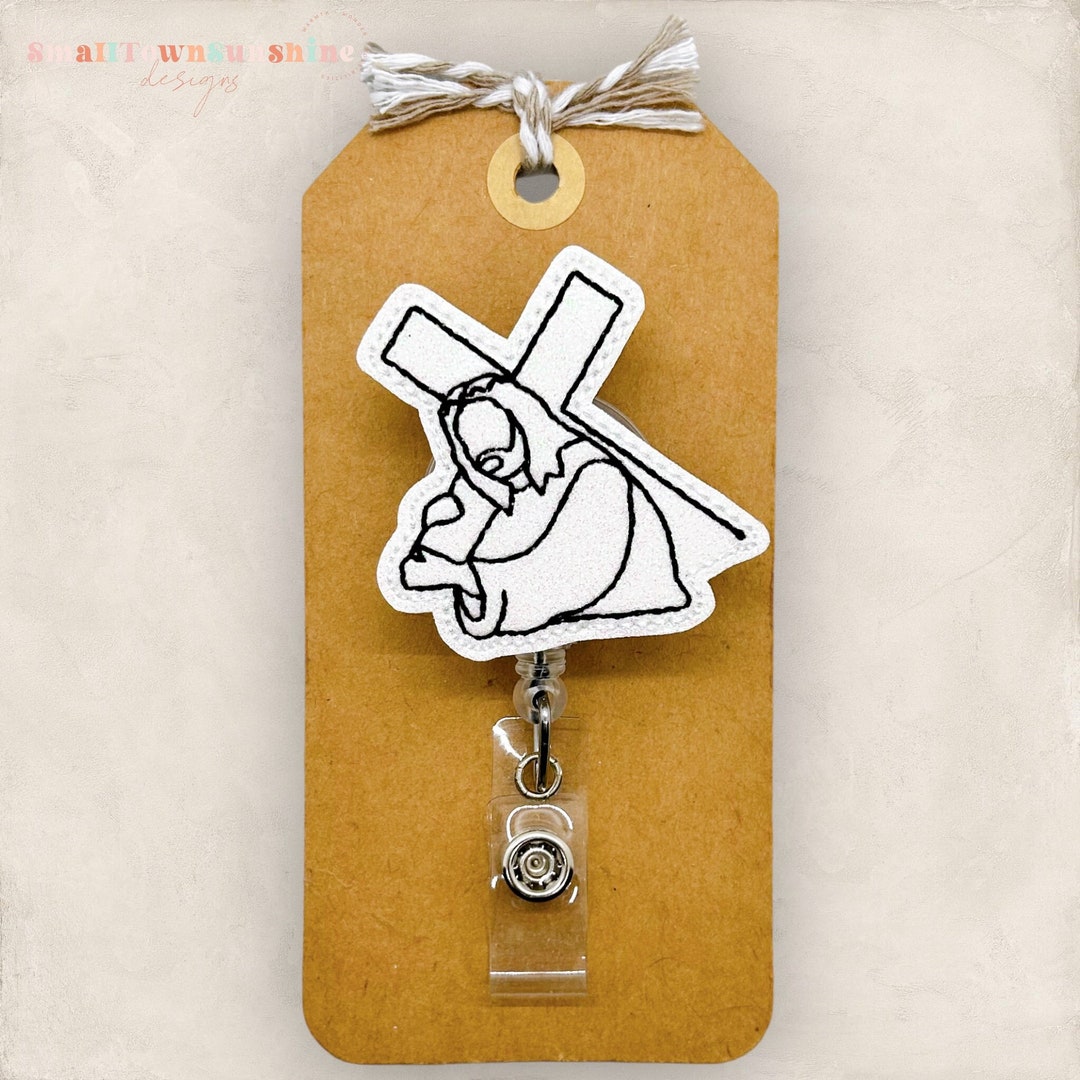 Jesus Carrying Cross Badge Reel, Easter Badge Reel, Nurse Badge Clip ...