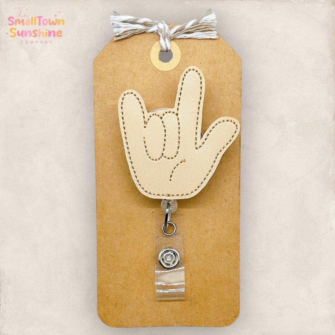 ASL I Love You Retractable Badge Reel: Sign Language ID Holder, Name ...