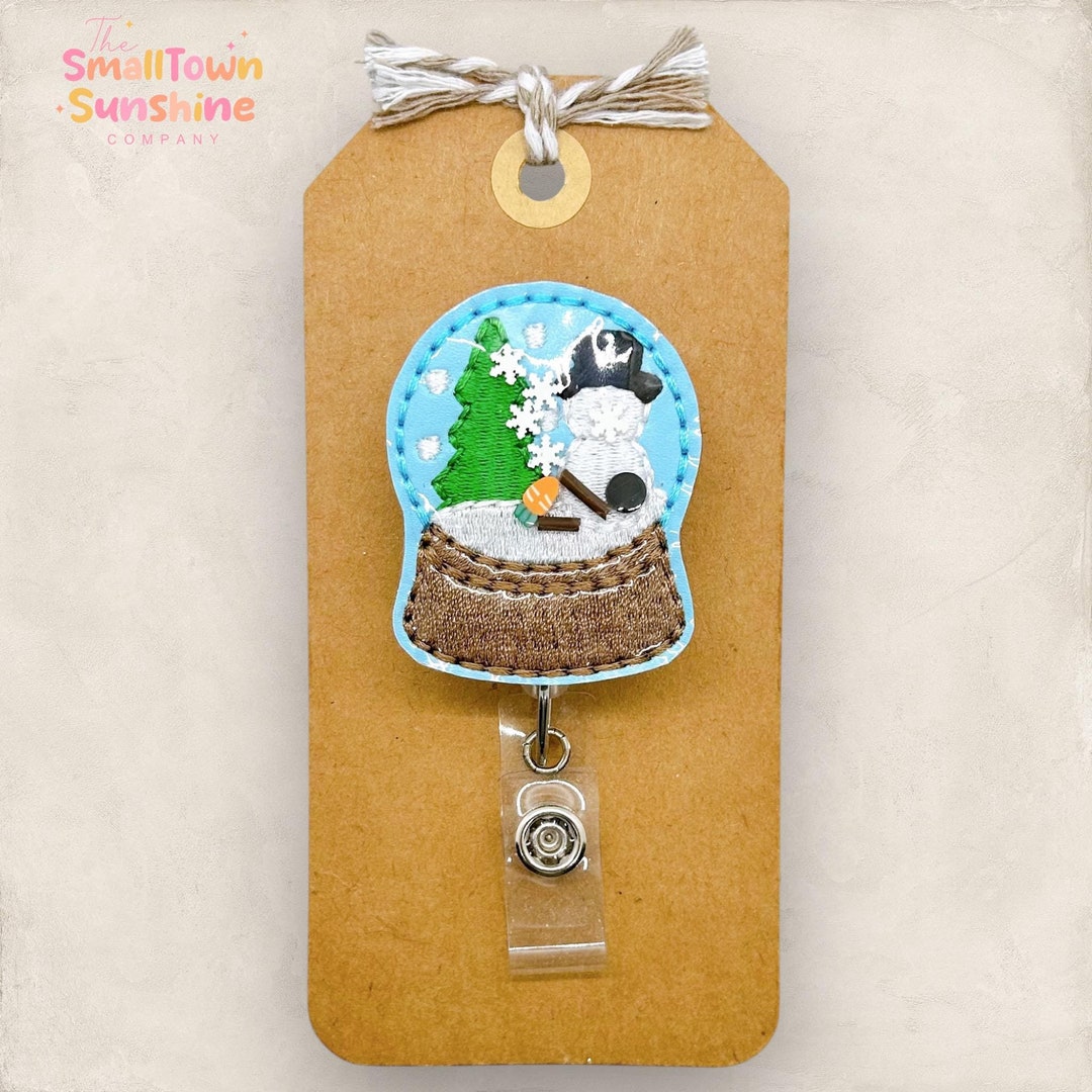 Melting Snowman Snow Globe Shaker Badge Reel, Christmas Badge Reel ...