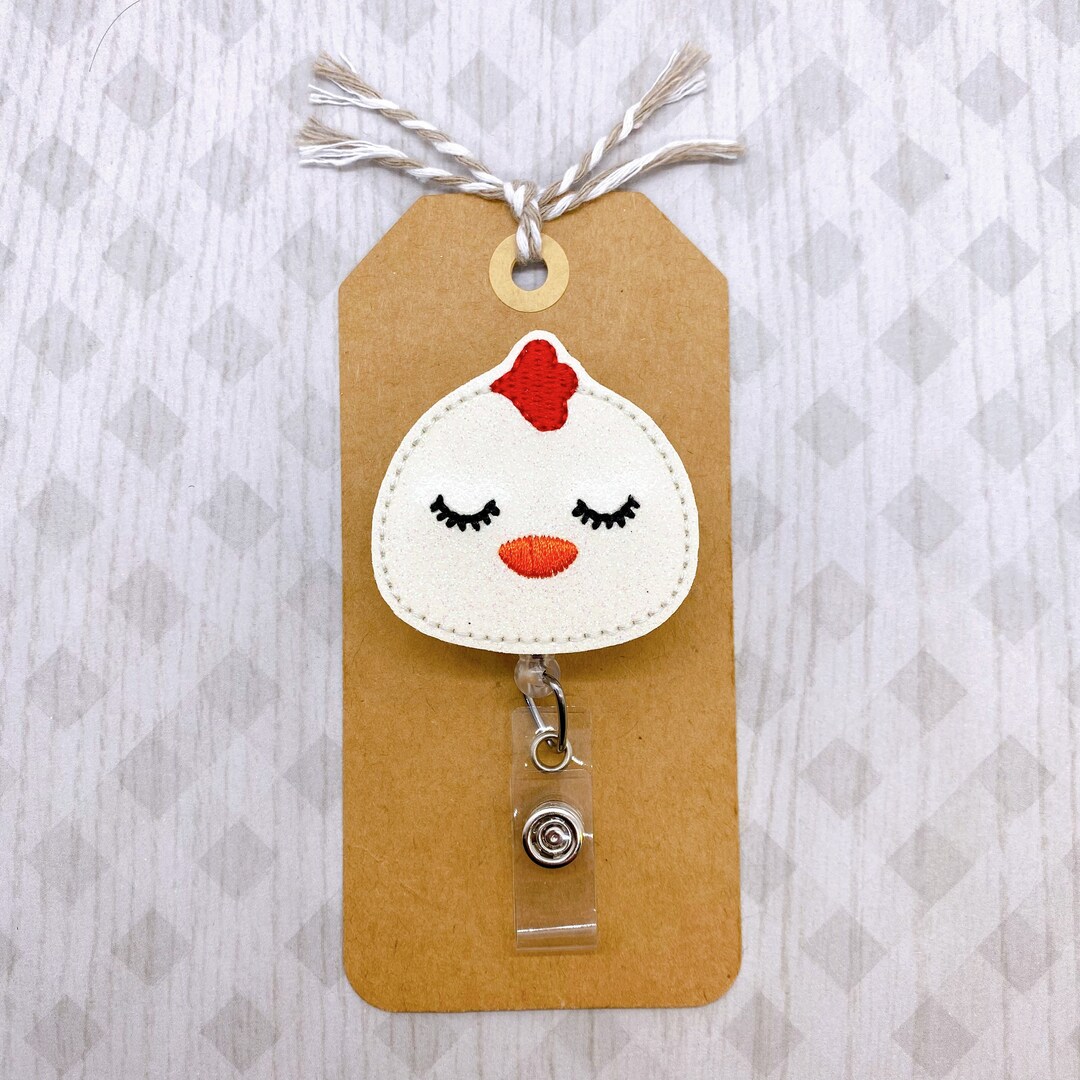 Chicken Badge Reel, Crazy Chicken Lady Badge Reel, Farm Animal Badge ...