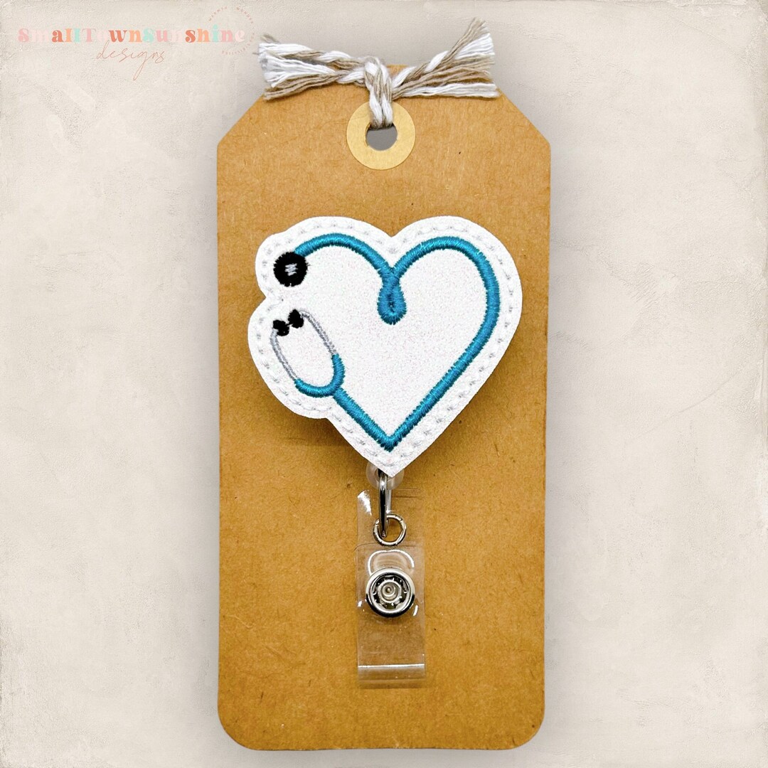 Teal Stethoscope Badge Reel, Nurse Badge Reel, Hospital Lanyard, RN ...