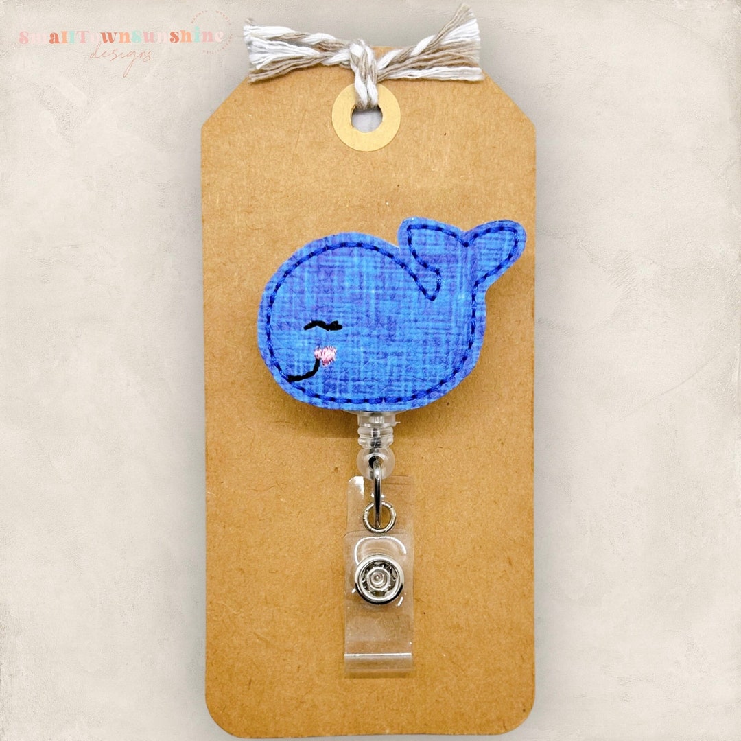 Cute Blue Whale Badge Reel, Summer Badge Reel, Sea Animal Badge, Nurse ...