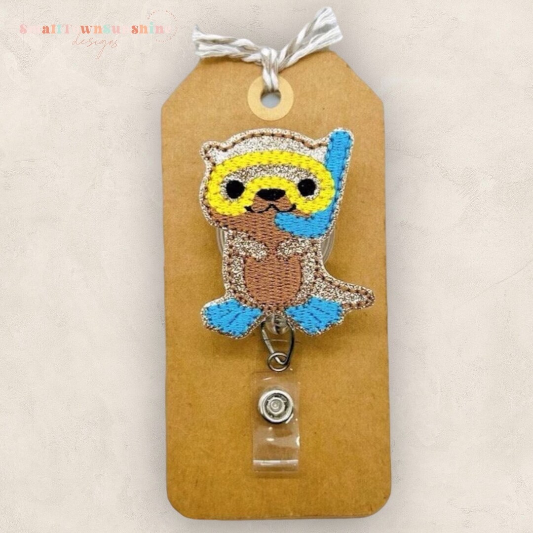 Scuba Otter Badge Reel, Summer Badge Clip, Nurse Badge Reel, Teacher ...