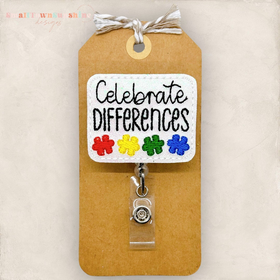Celebrate Differences Badge Reel, Autism Badge Reel, SLP Therapy Badge ...