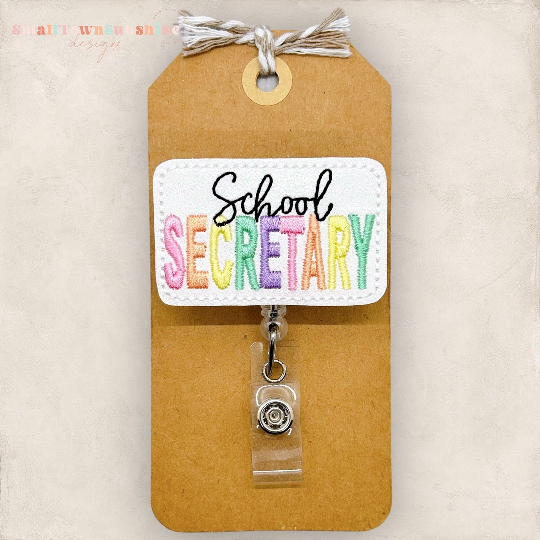 School Secretary Badge Reel, Administrator Badge Clip, School Lanyard ...